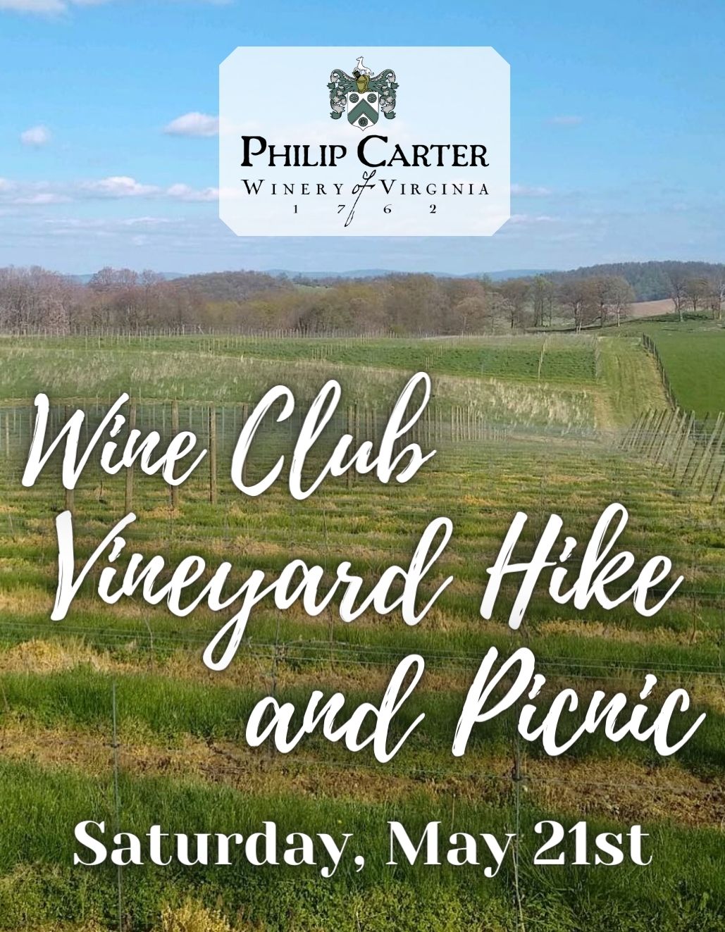Wine Club Vineyard Hike and Picnic - Philip Carter Winery